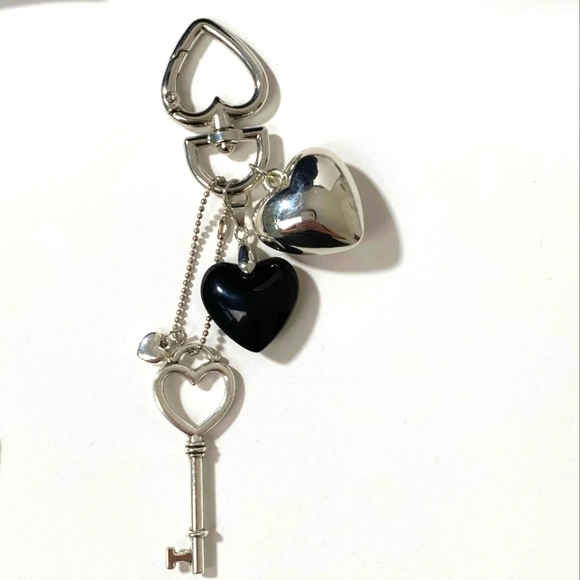 Bags | Silver Heart Key Bag Charm | Poshmark